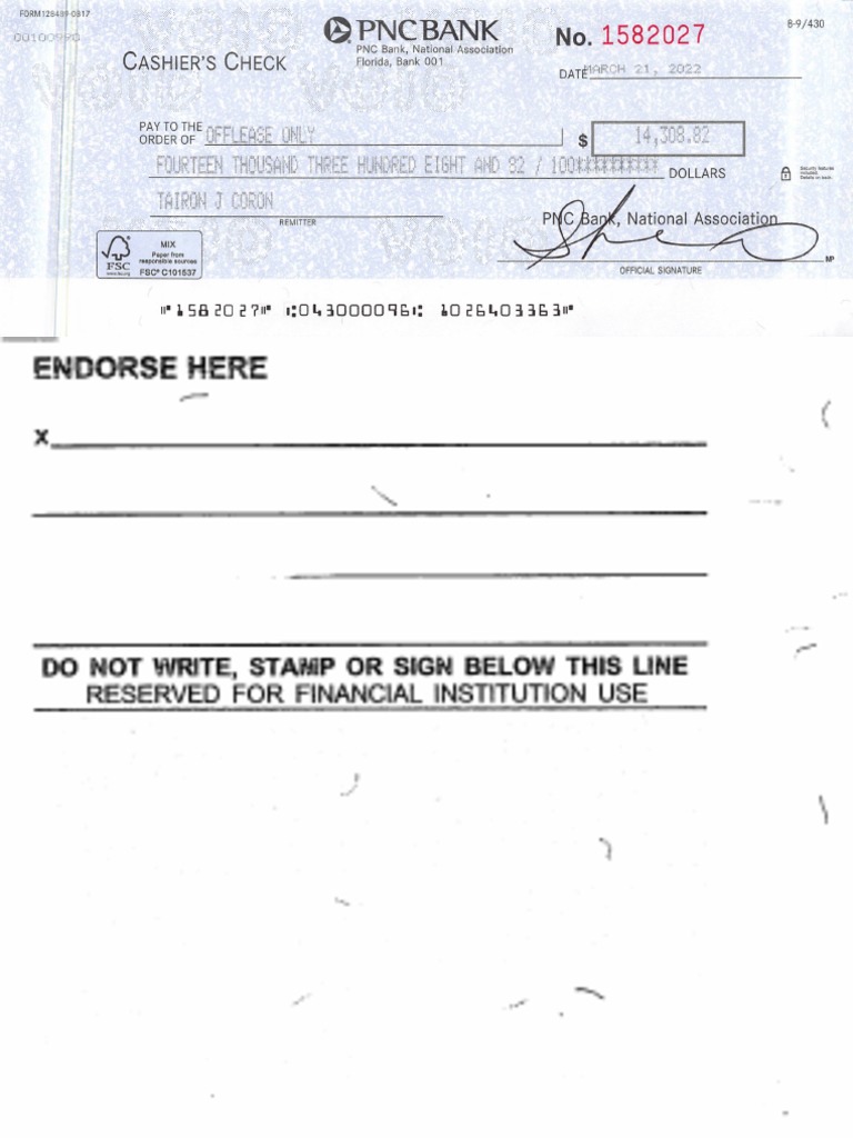 Cashiers Check | PDF