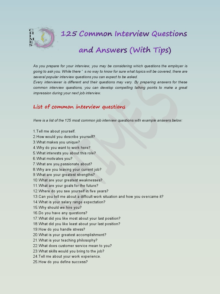 Common Job Interview Questions & Answers | PDF | Job Interview | Interview