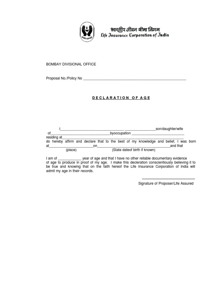 Declaration of Age | PDF