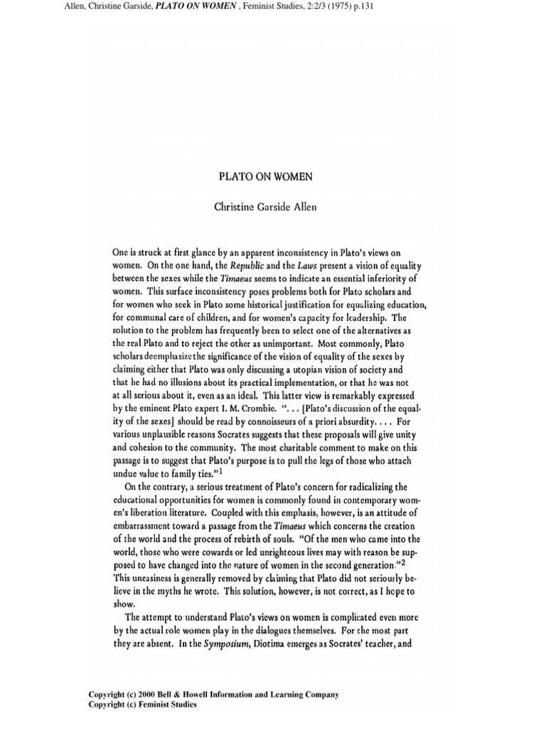 Plato's Perspectives on Women | PDF