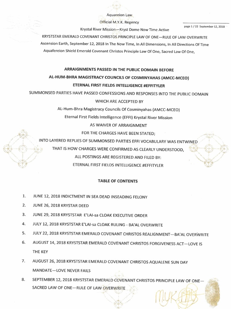 Kryststar Emerald Covenant September 12 2018 Rule of Law Overw | PDF