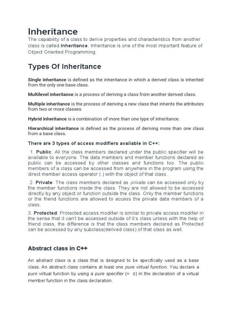 C++ Notes Module III and IV | PDF | Class (Computer Programming ...