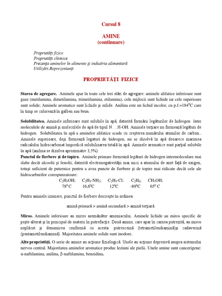 Cursul 8 - Amine Proprietati | PDF