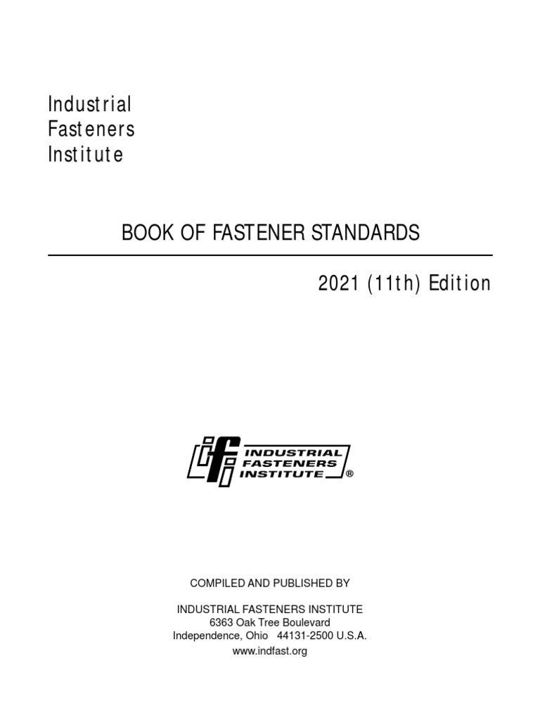 IFI Book of Fastener Standards 2021 Edition - TOC | PDF | Screw | Rivet