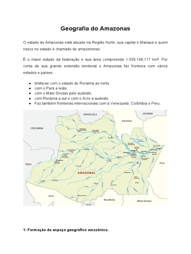 A Geografia do Estado do Amazonas: sua localização, limites, relevo ...