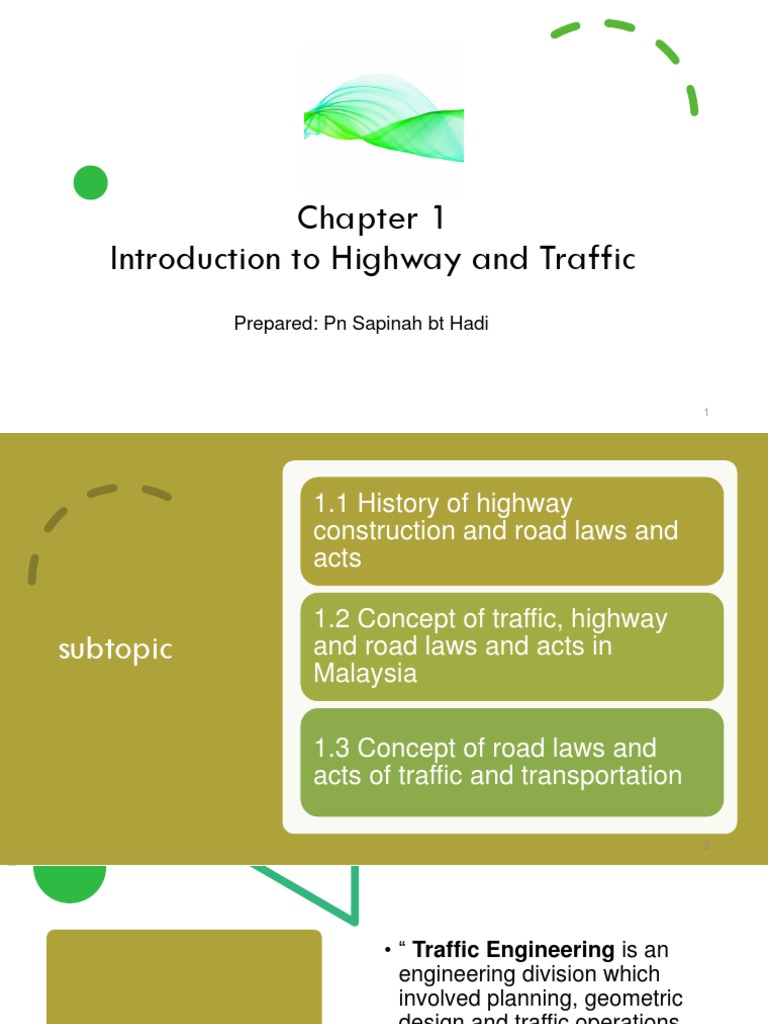 Chapter 1 Introduction To Highway and Traffic | PDF | Road | Transport