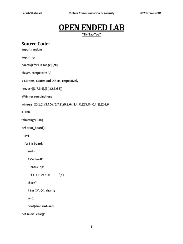 Open Ended Lab | PDF | Computing | Computer Programming