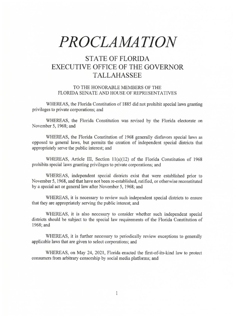 Gov. Ron DeSantis Proclamation | PDF