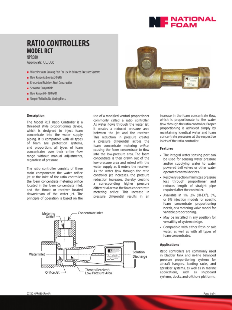 Ratio Controllers: Model RCT | PDF | Valve | Foam