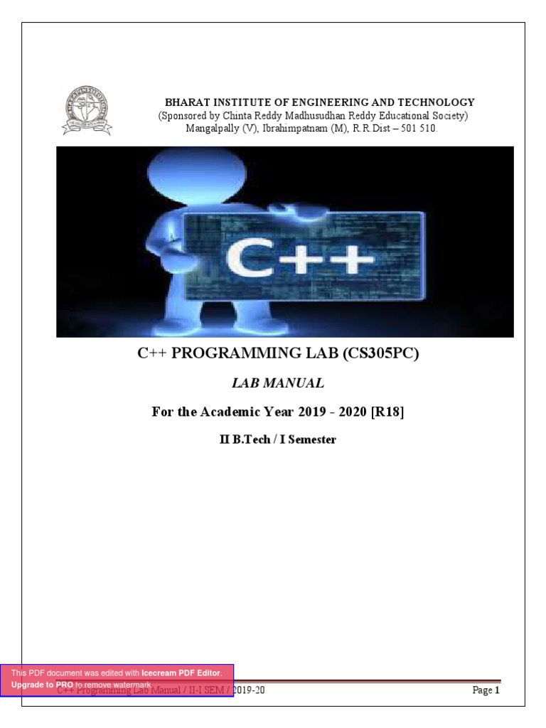 C++ Lab Manual | PDF | C++ | Engineering