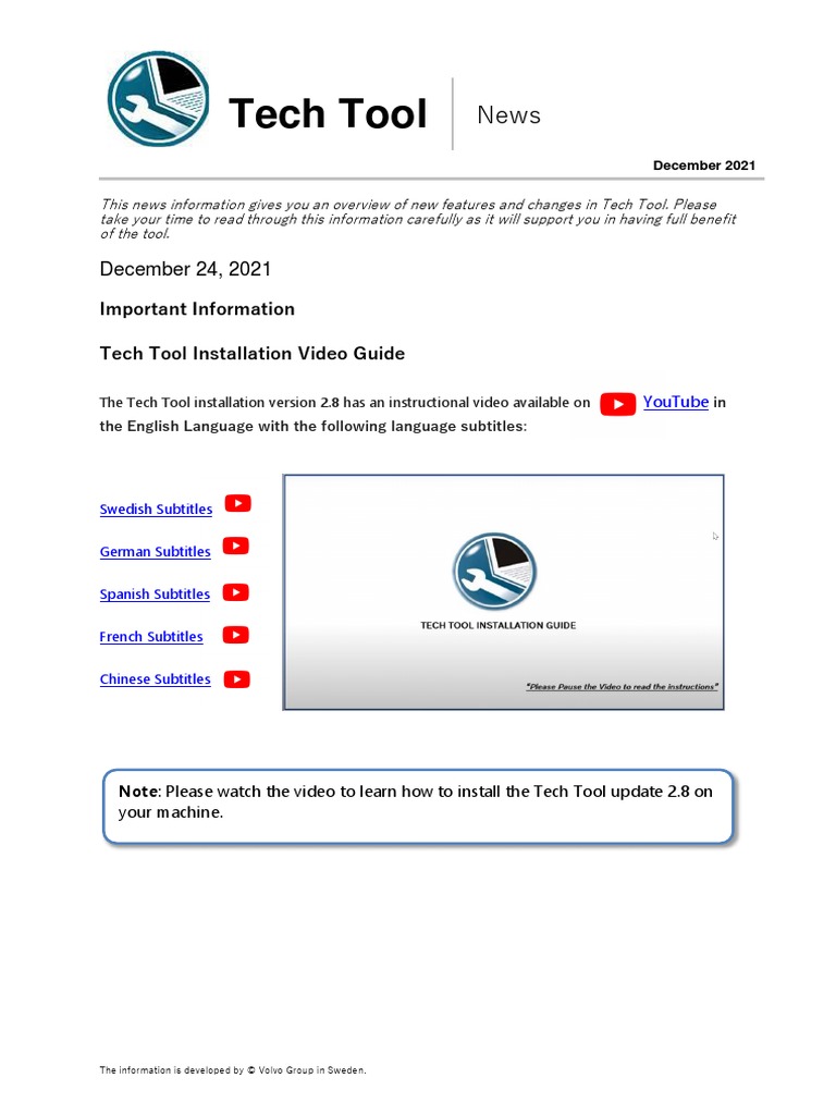Tech Tool Installation Video Guide | PDF