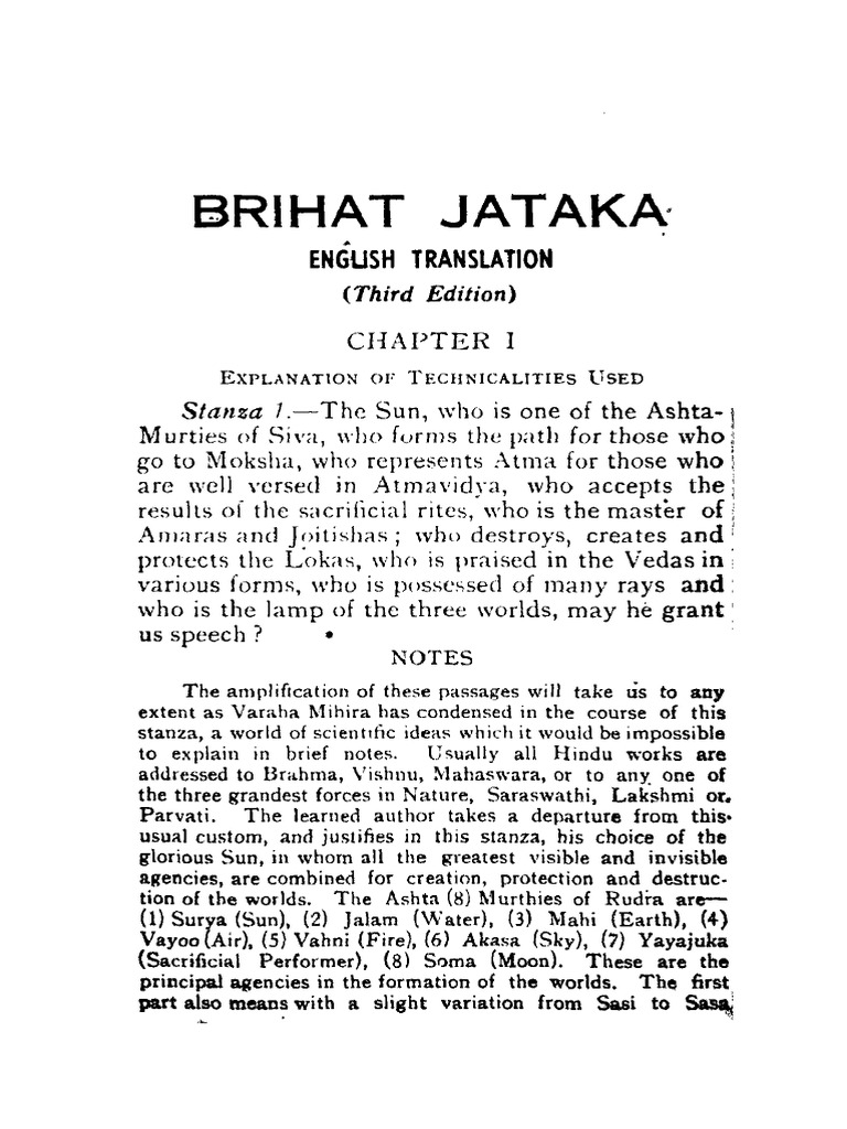 Ch.01 Brihat Jataka (1 - 100 Pages) | PDF