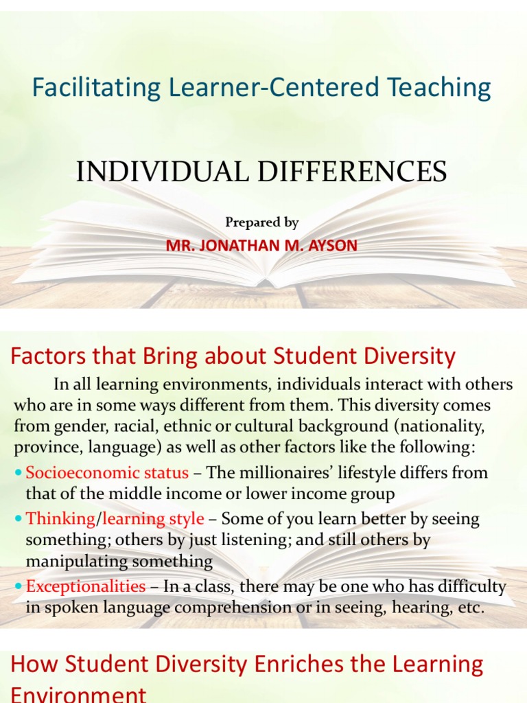 Facilitating Learner-Centered Teaching 04 Individual Differences | PDF | Learning | Teachers