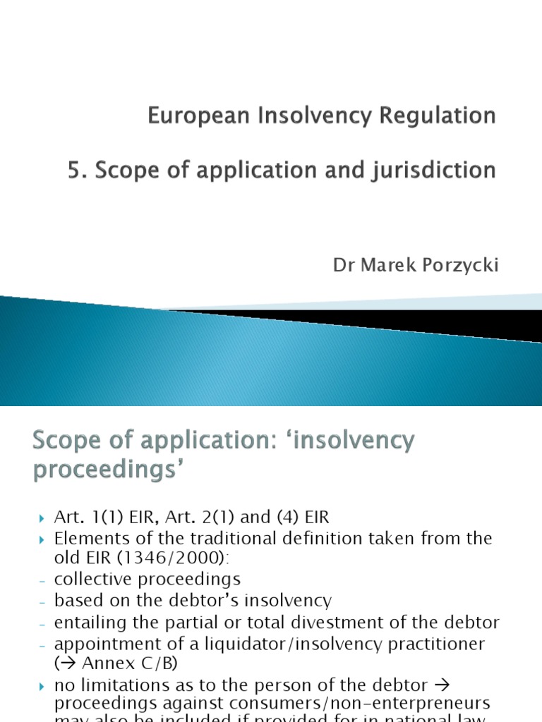 Presentation 5 EIR Scope and COMI Up | PDF | Bankruptcy | Liability ...