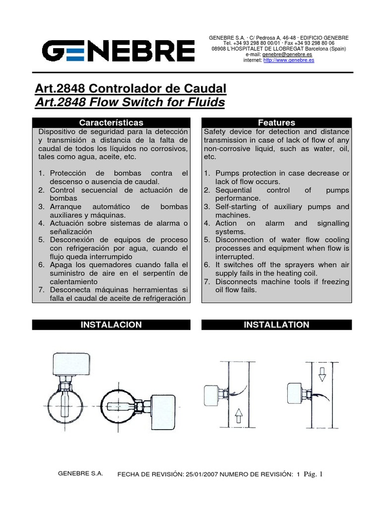 Flujostato Genebre 2848 | PDF