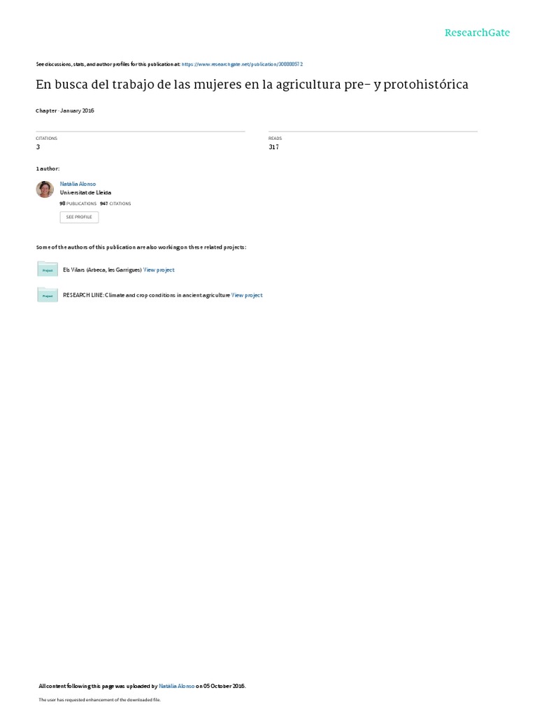 ALONSO MARTINEZ en Busca Del Trabajo de Las Mujeres en La Agricultra Pre y Protohistorica | PDF