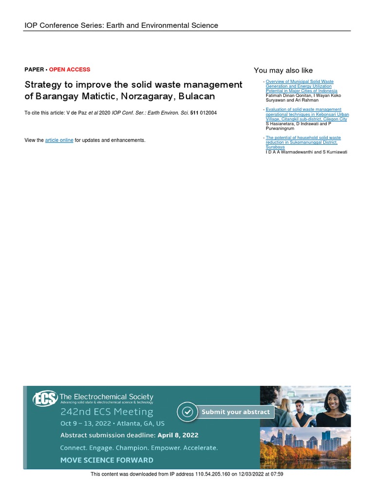 Strategy To Improve The Solid Waste Management | PDF | Waste Management ...