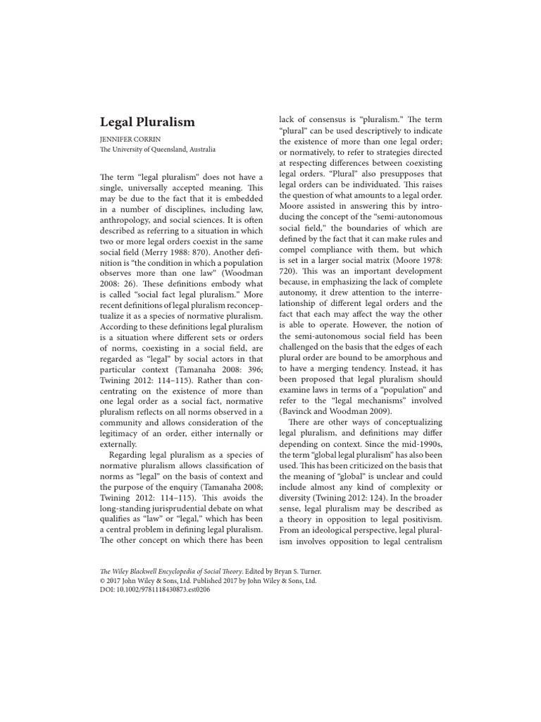 Legal Pluralism: Jennifer Corrin The University of Queensland ...