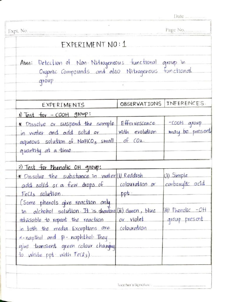 Organic Chemistry Practical Record | PDF | Chemical Elements ...