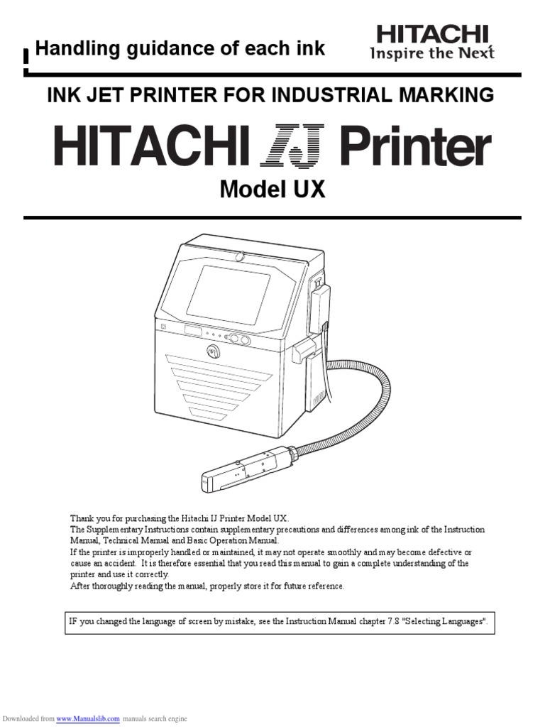 MANUAL EXTRA - HITACHI - IJ Printer - Modelo UX | PDF