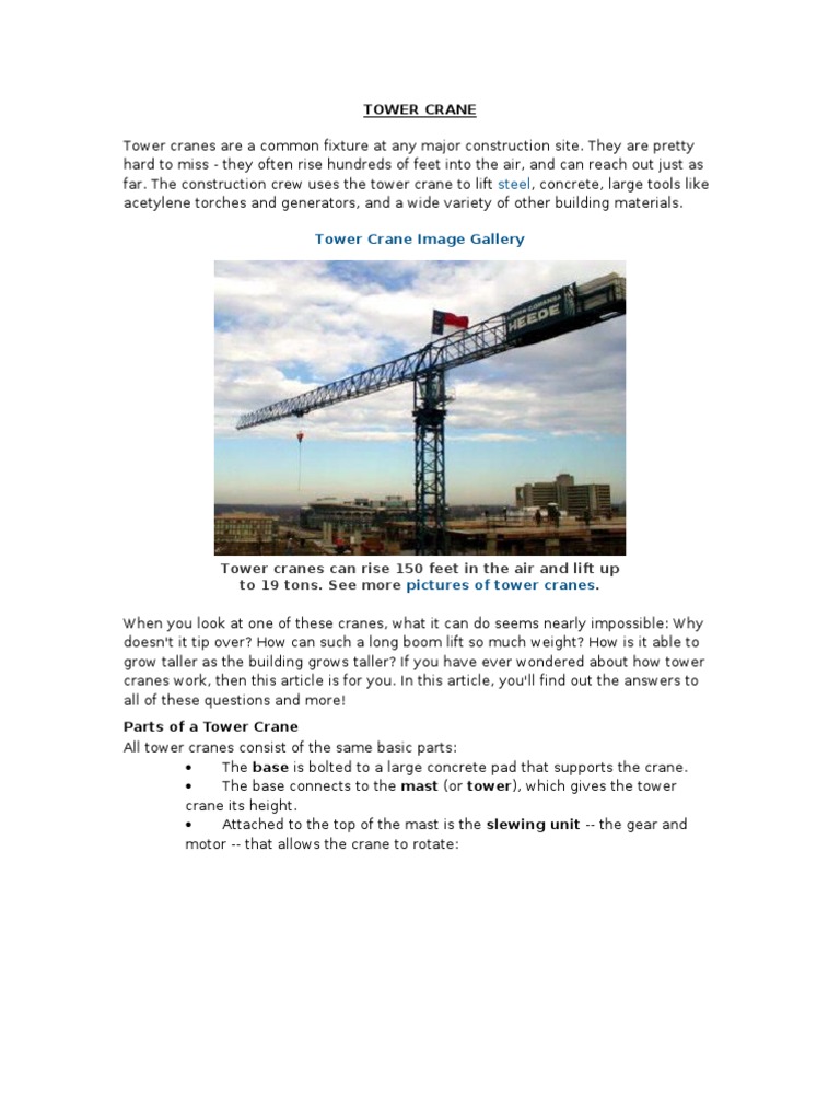 Tower Crane All | PDF | Crane (Machine) | Elevator