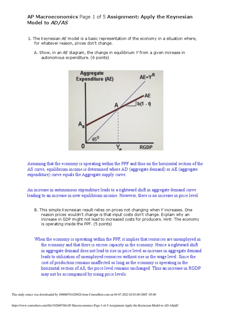 AP Macroeconomics Page 1 of 5 Assignment: Apply The Keynesian Model To ...