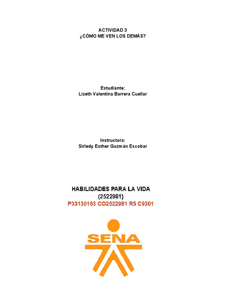 Actividad 3. Como Me Ven Los Demas | PDF | Las emociones | Modificación ...