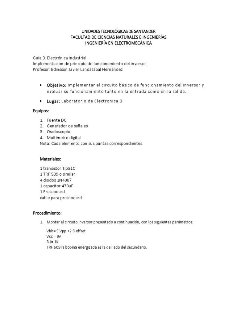 Guia 3. Electronica Industrial | PDF | Electrónica | Transistor