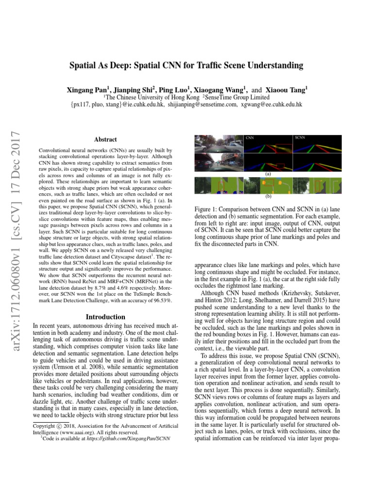 Spatial As Deep: Spatial CNN For Traffic Scene Understanding | PDF ...