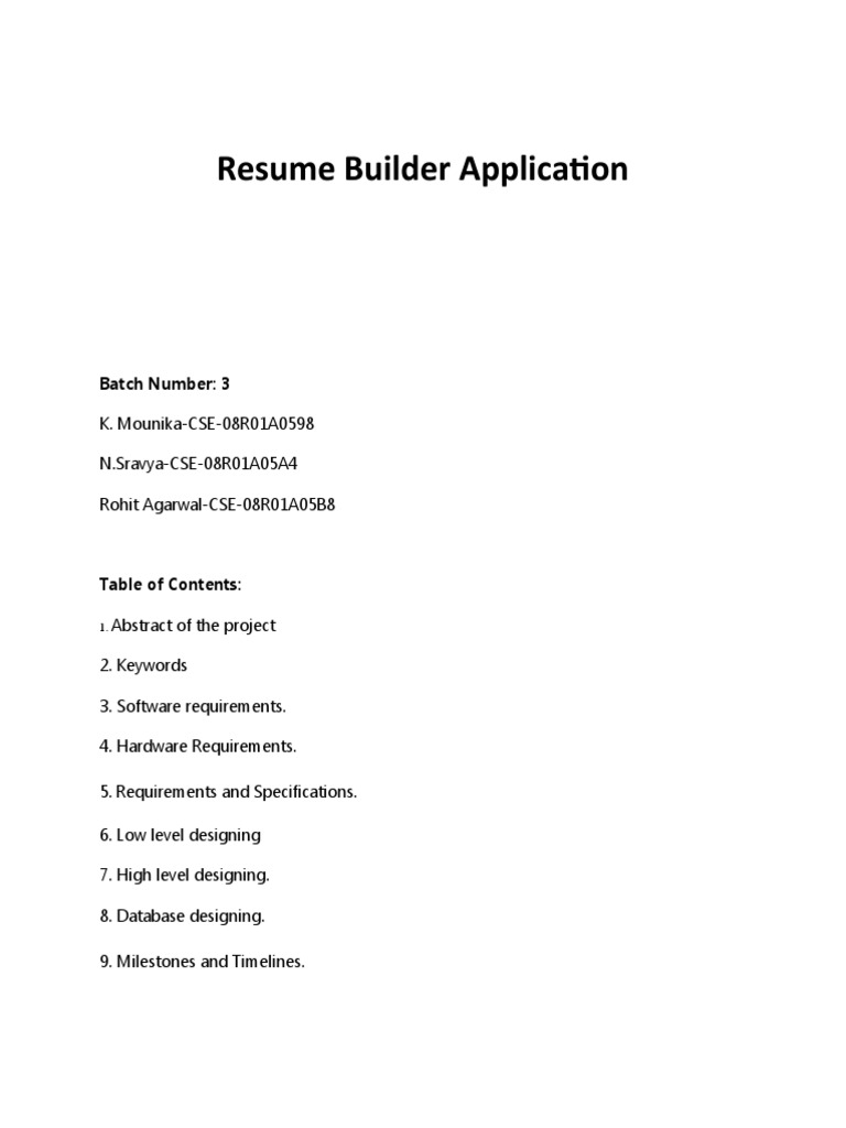 Resume Builder Application: Batch Number: 3 | PDF | Internet & Web ...