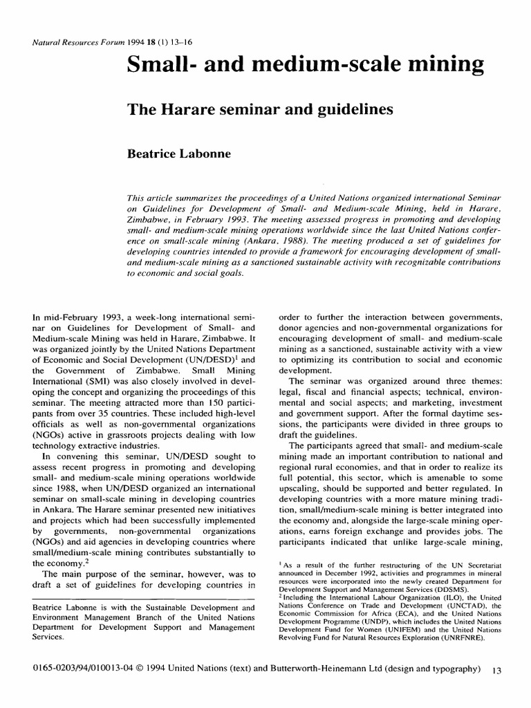Small - and Medium-Scale Mining | PDF | Mining | Sustainability
