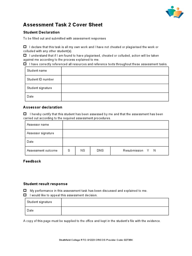 Assessment Task 2 Cover Sheet: Student Declaration | PDF | Workforce ...