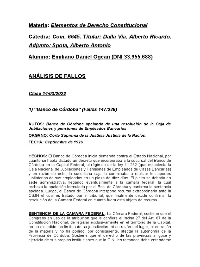 Analisis Fallos Constitucional | PDF | Habeas corpus | Constitución