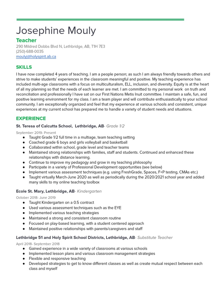 Manitoba Resume | PDF | Teachers | Schools