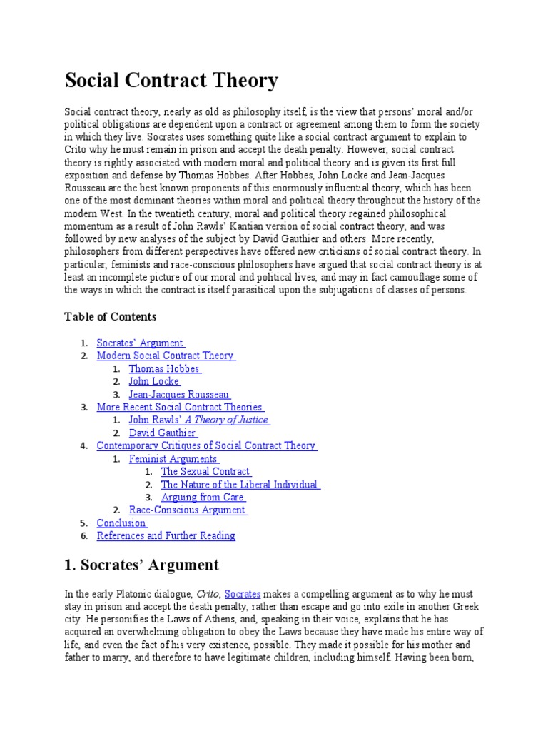 An Overview of Social Contract Theory from its Origins in Ancient ...