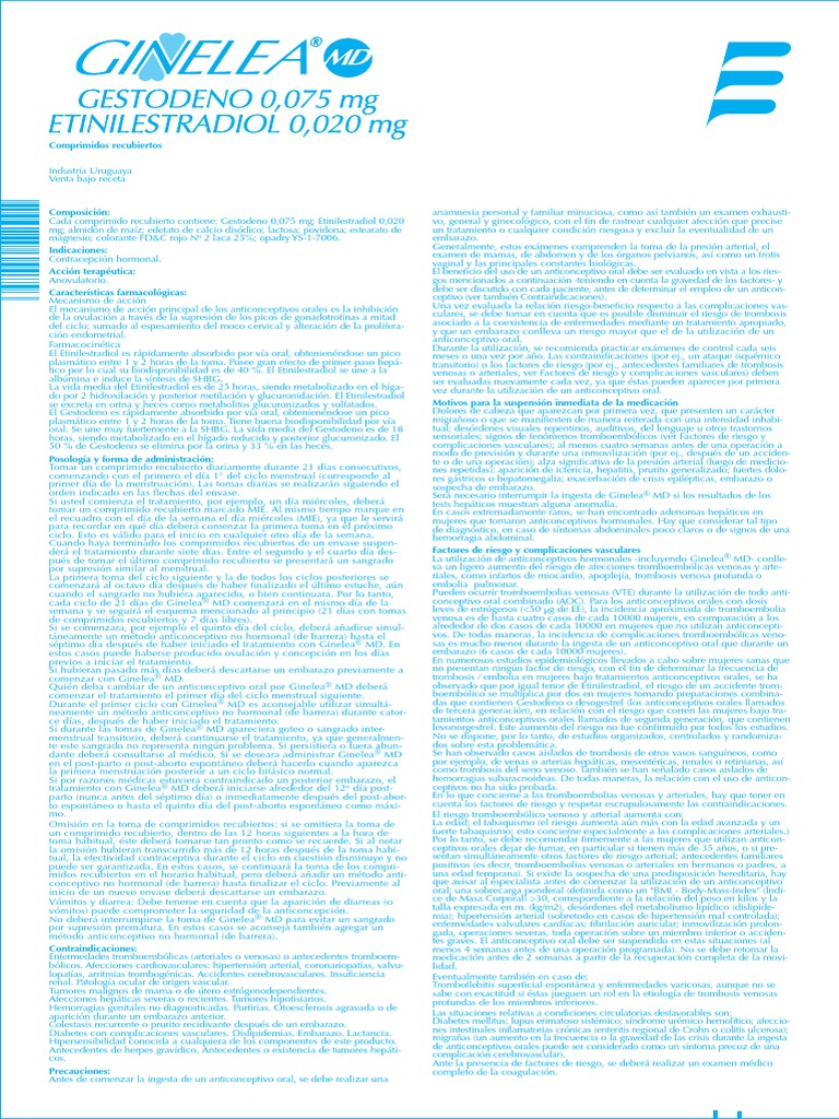 Ginelea MD Prospecto ELEA | PDF | Ciencias farmacéuticas | Farmacia