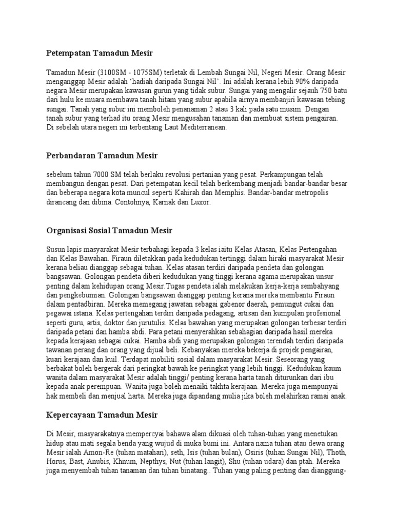 Sejarah Tamadun Mesir | PDF