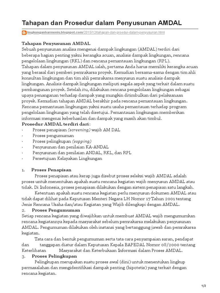 2.tahapan Dan Prosedur Dalam Penyusunan AMDAL | PDF