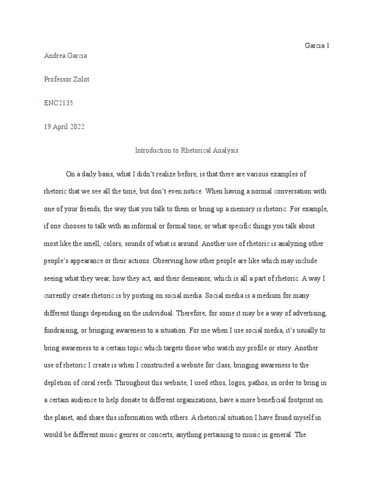 Introduction To Rhetorical Analysis | PDF | Rhetoric | Popular Culture ...