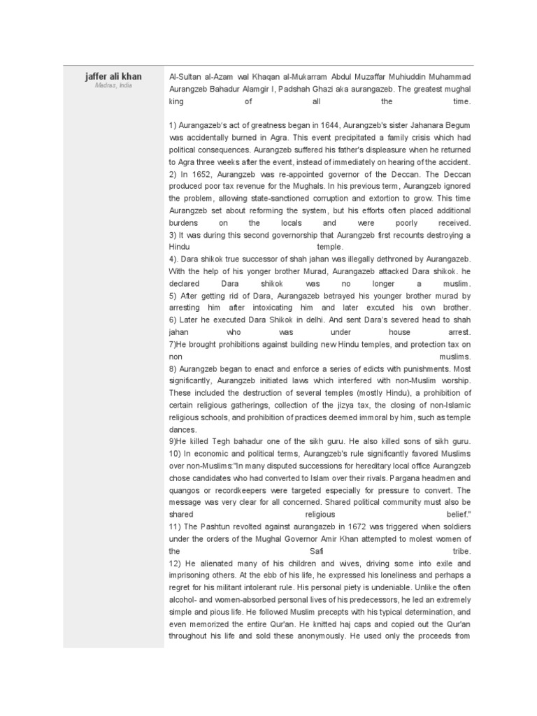 Jaffer Ali Khan: Madras, India | PDF