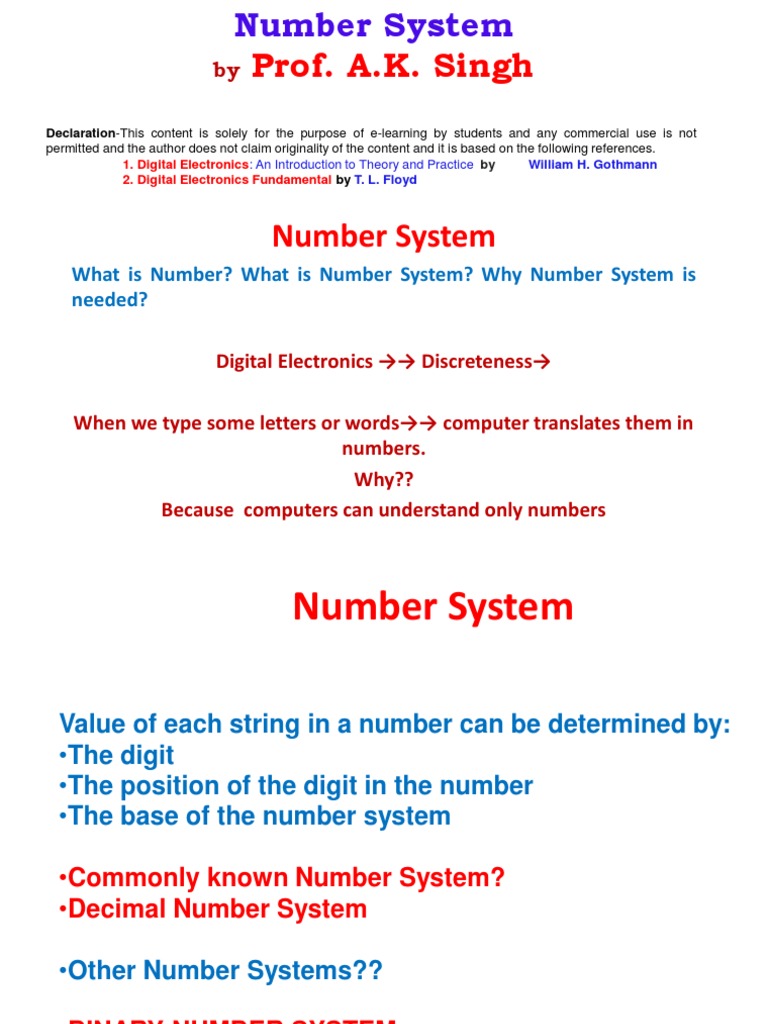 Prof A K Singh What Is Number What Is Number System Why Number 