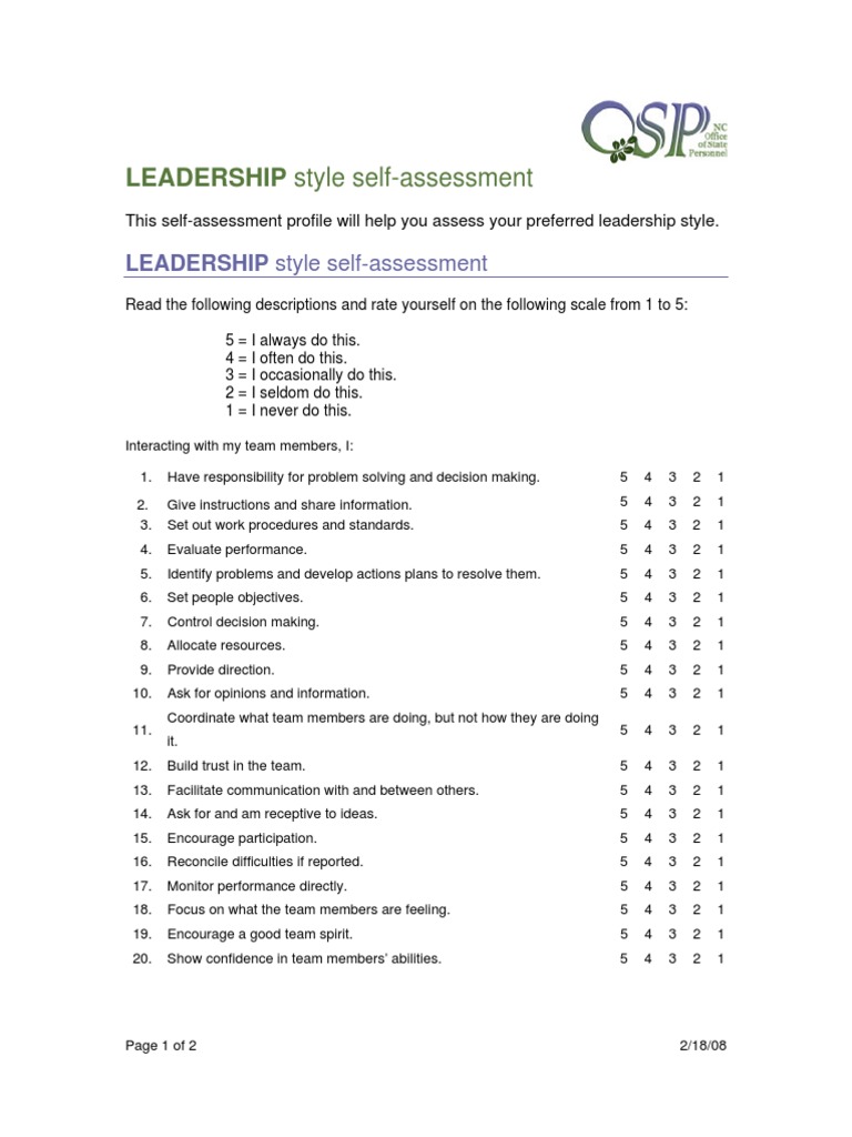 Leadership Style Assessment Leadership Leadership And Mentoring