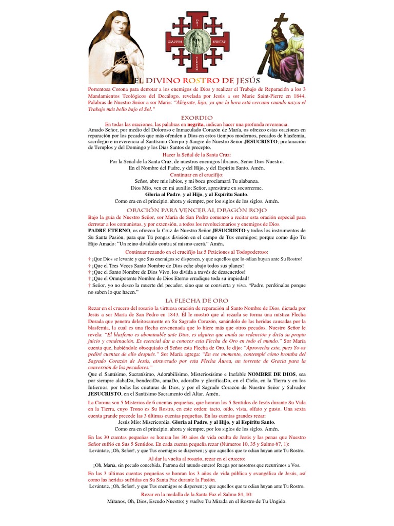El Divino Rostro y La Sagrada Cabeza de Jesús | PDF | Oración | María ...