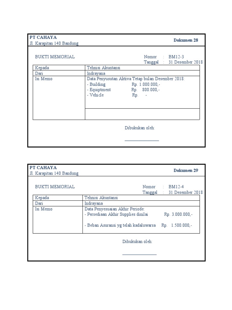 Jurnal Memorial dan Penyesuaian Akhir | PDF