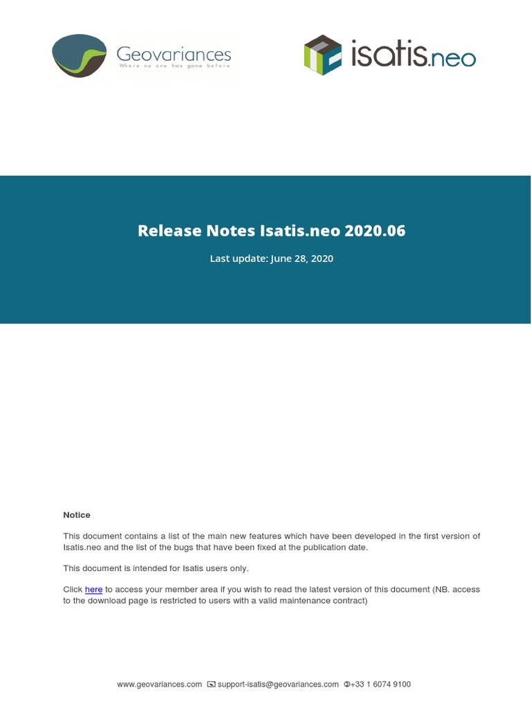 Release Notes Isatis - Neo 2020.06: Last Update: June 28, 2020 | PDF ...