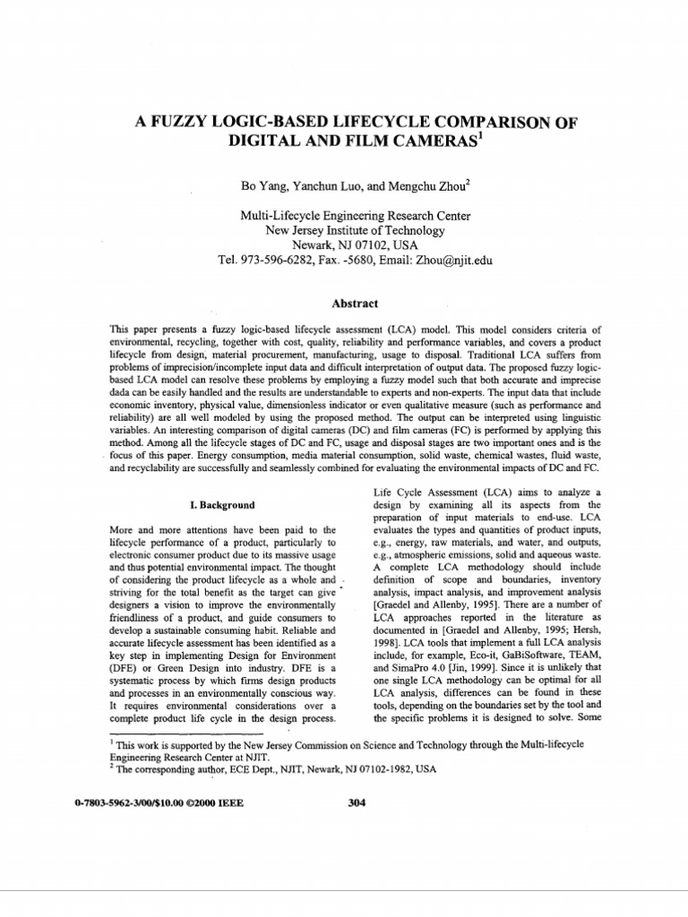 A Fuzzy Logic-Based Lifecycle Comparison of Digital and Film Cameras ...