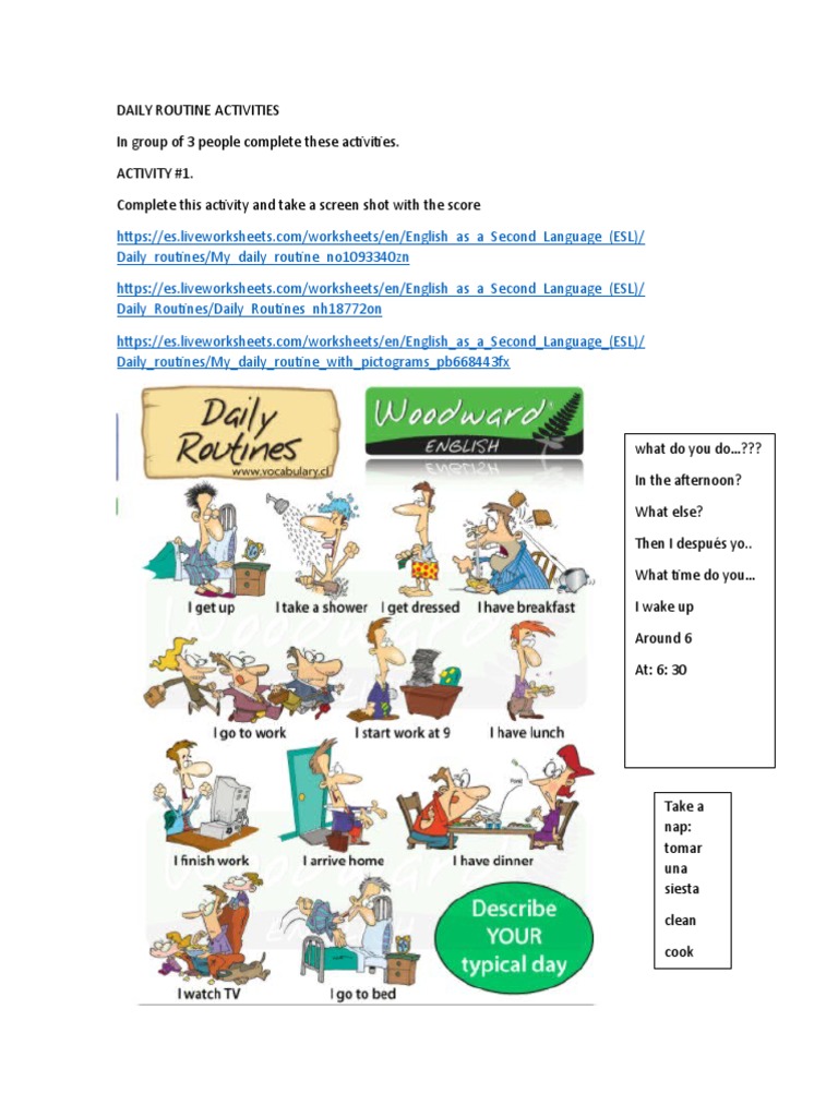 Q DAILY ROUTINE ACTIVITIES. SPEAKING | PDF