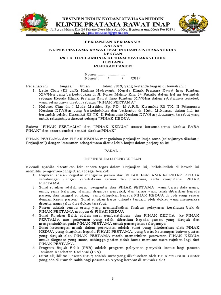 Mou Rujukan Rumah Sakit Pdf