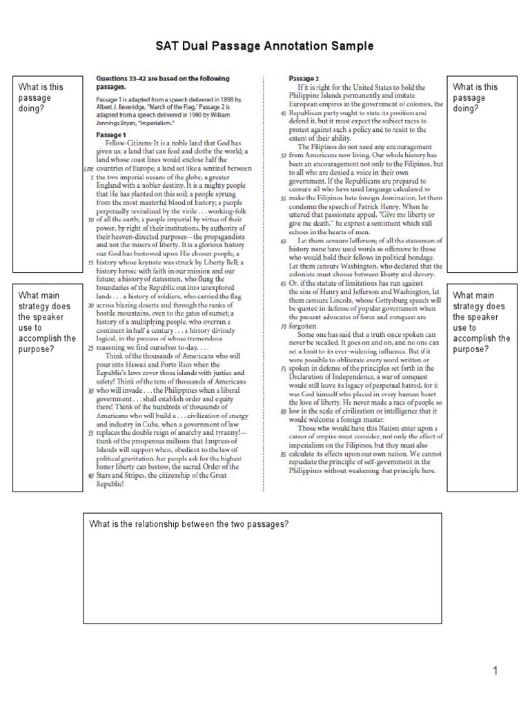 SAT Dual Passage Annotation Guide | PDF