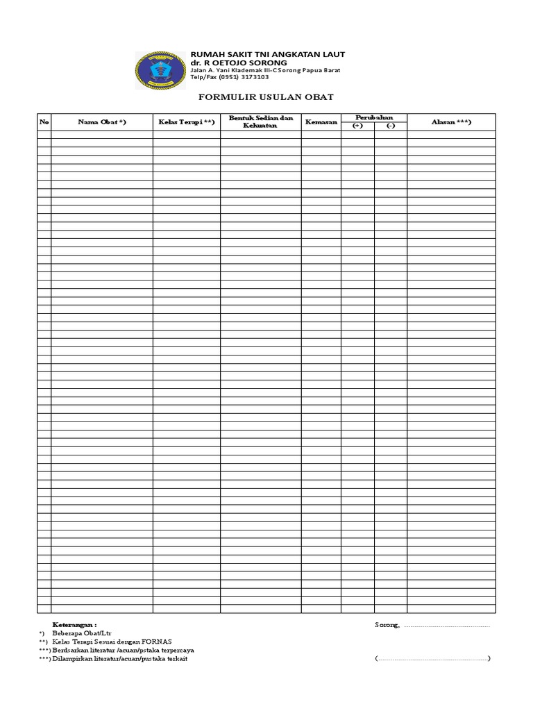 Formulir Usulan Obat | PDF